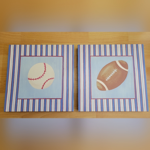 Wall Decor | Colleen Karis Football And Baseball Art Work | Poshmark